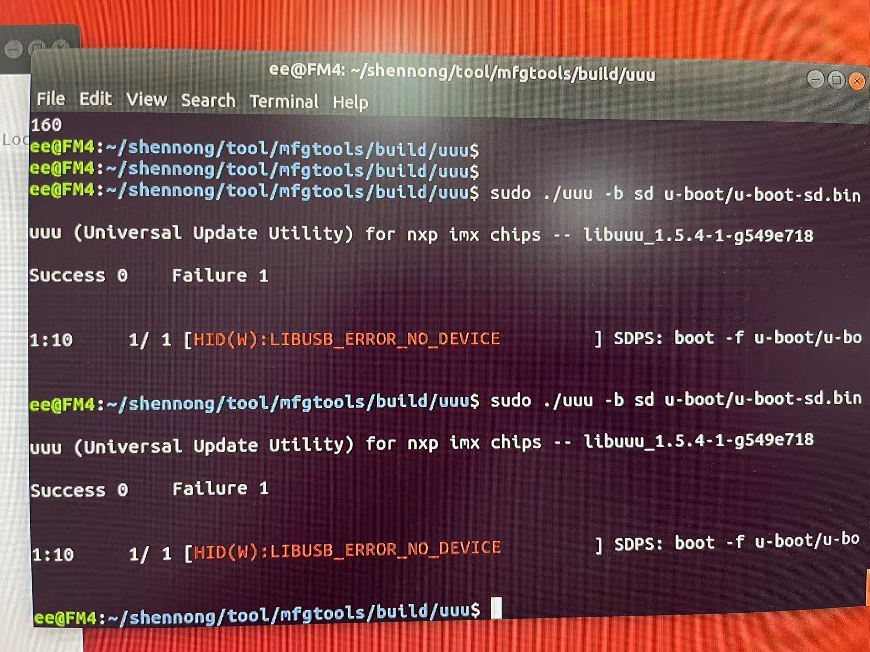 ubuntu 18.04: uuu u-boot-sd.bin error:HID(W):LIBUSB_ERROR_PIPE - NXP Community