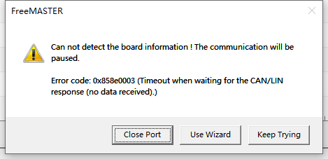 ERROR CODE :0x858e003(Timeout when waiting for the CAN/LIN response(No data received) ) - NXP ...