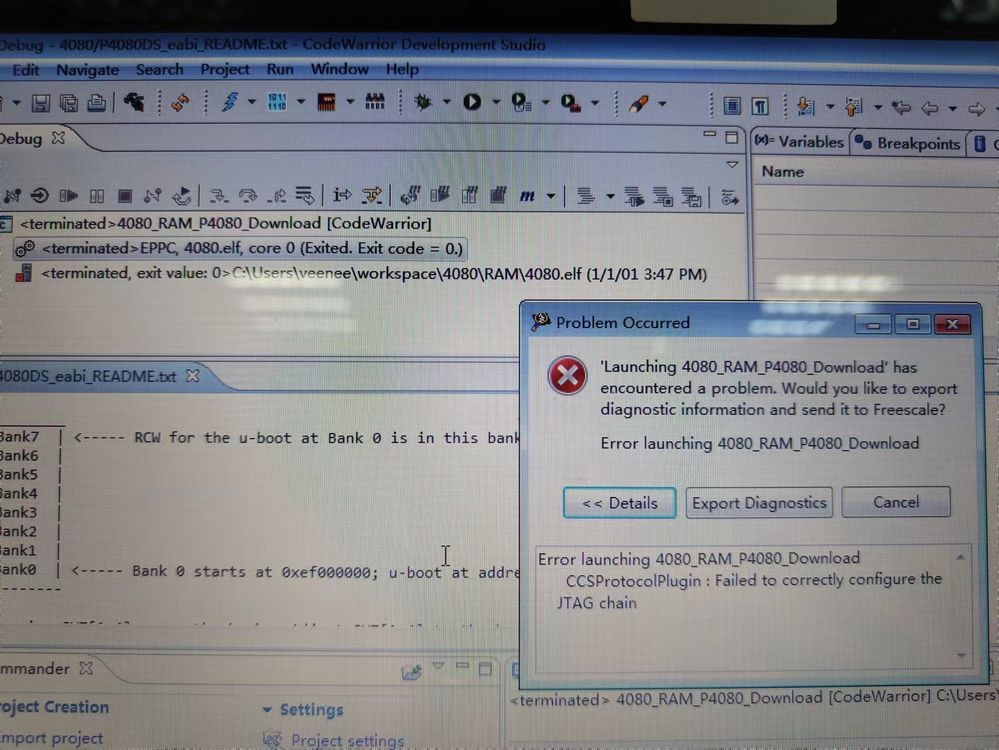 Fail to correctly configure JTAG chain when reprogram flash on P4080DS using CodeWarrior 10.5.1 ...