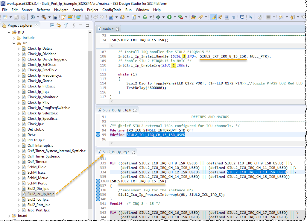 SIUL2 external interrupt example project using S32K3 RTD without AUTOSAR - NXP Community