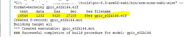 Help with finding generated code size - NXP Community