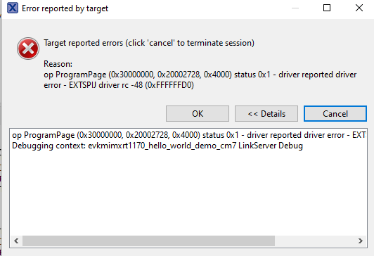 IMXRT flashing error with external NOR flash - NXP Community