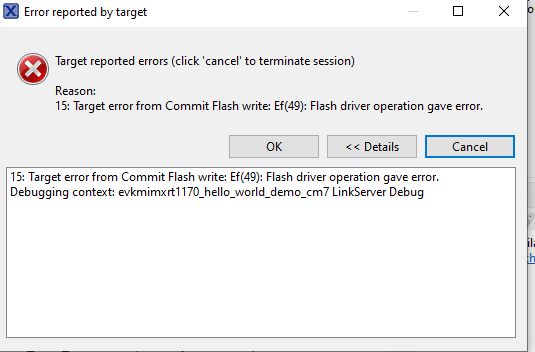 IMXRT flashing error with external NOR flash - NXP Community
