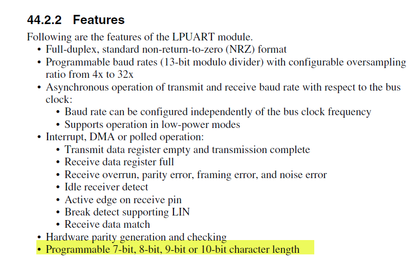 9-bit UART support on RT1024 - NXP Community