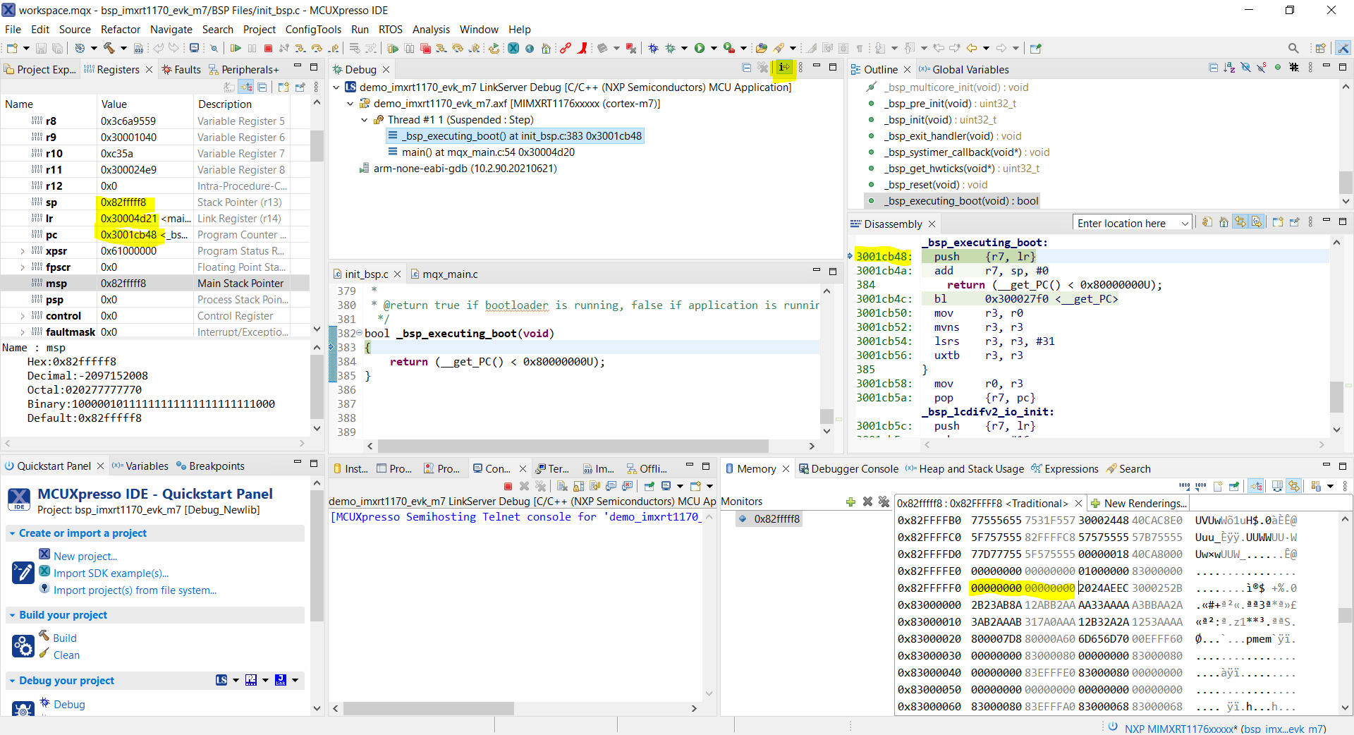 Solved: Newbie question about SP, LR etc. values in debugger - NXP ...