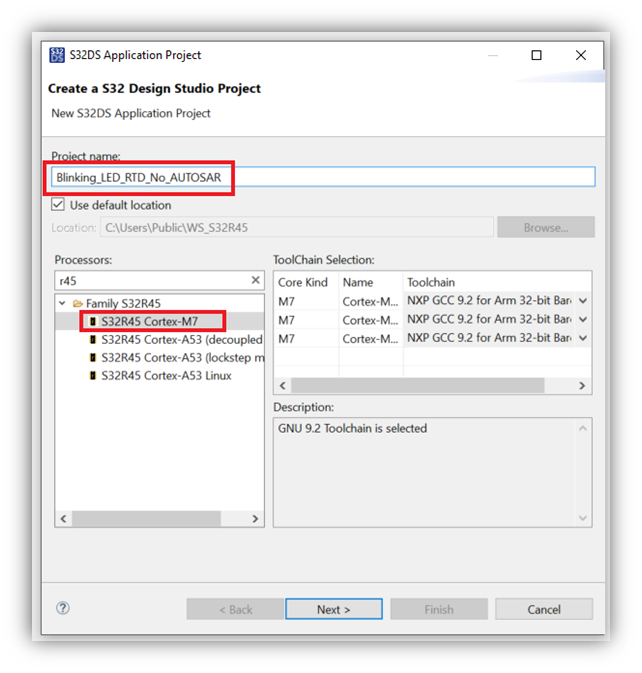 HOWTO: Create a Blinking LED application project for S32R45 using S32 ...