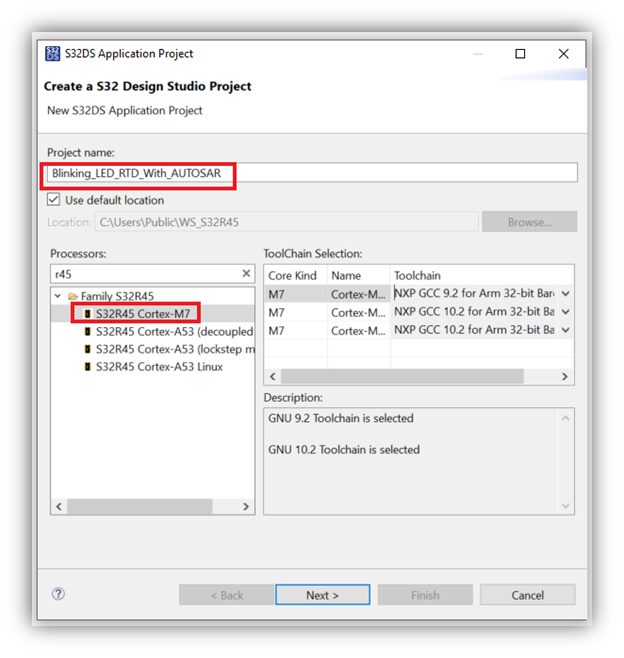 HOWTO: Create a Blinking LED application project for S32R45 using S32 ...