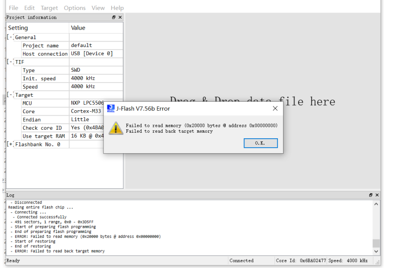 Read back memory from LPC55S06 by J-flash - NXP Community