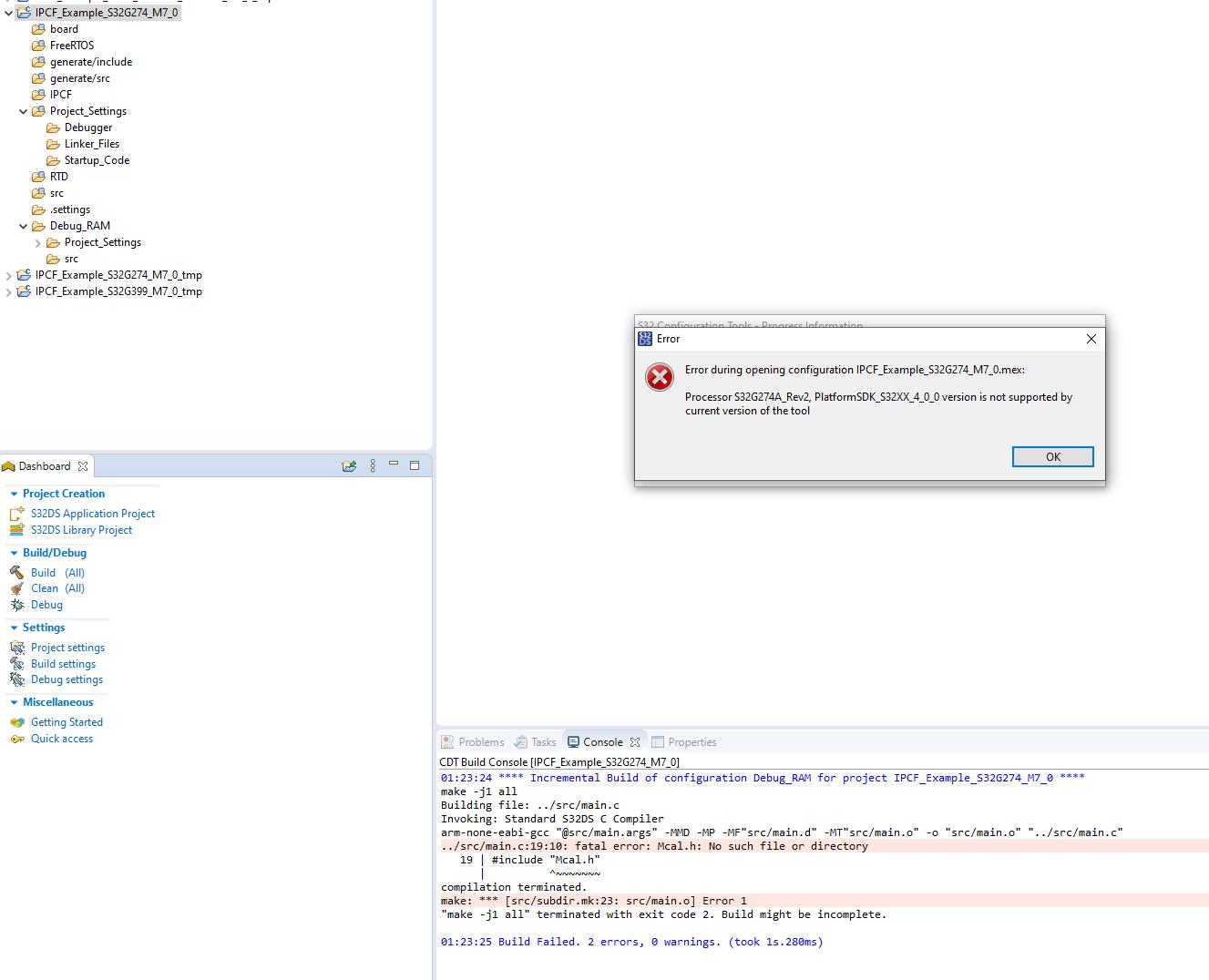 Solved: IPCF v4.8 demo app build failed with S32DS 3.4 based on SDK BSP35 - NXP Community