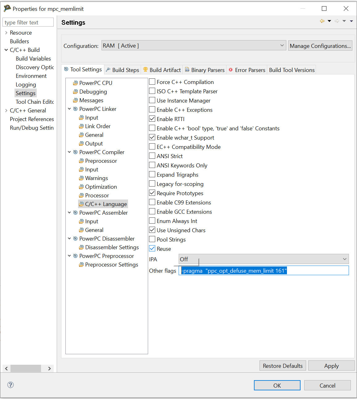 How to increase the default mem limit of Codewarrior 10.6? - NXP Community