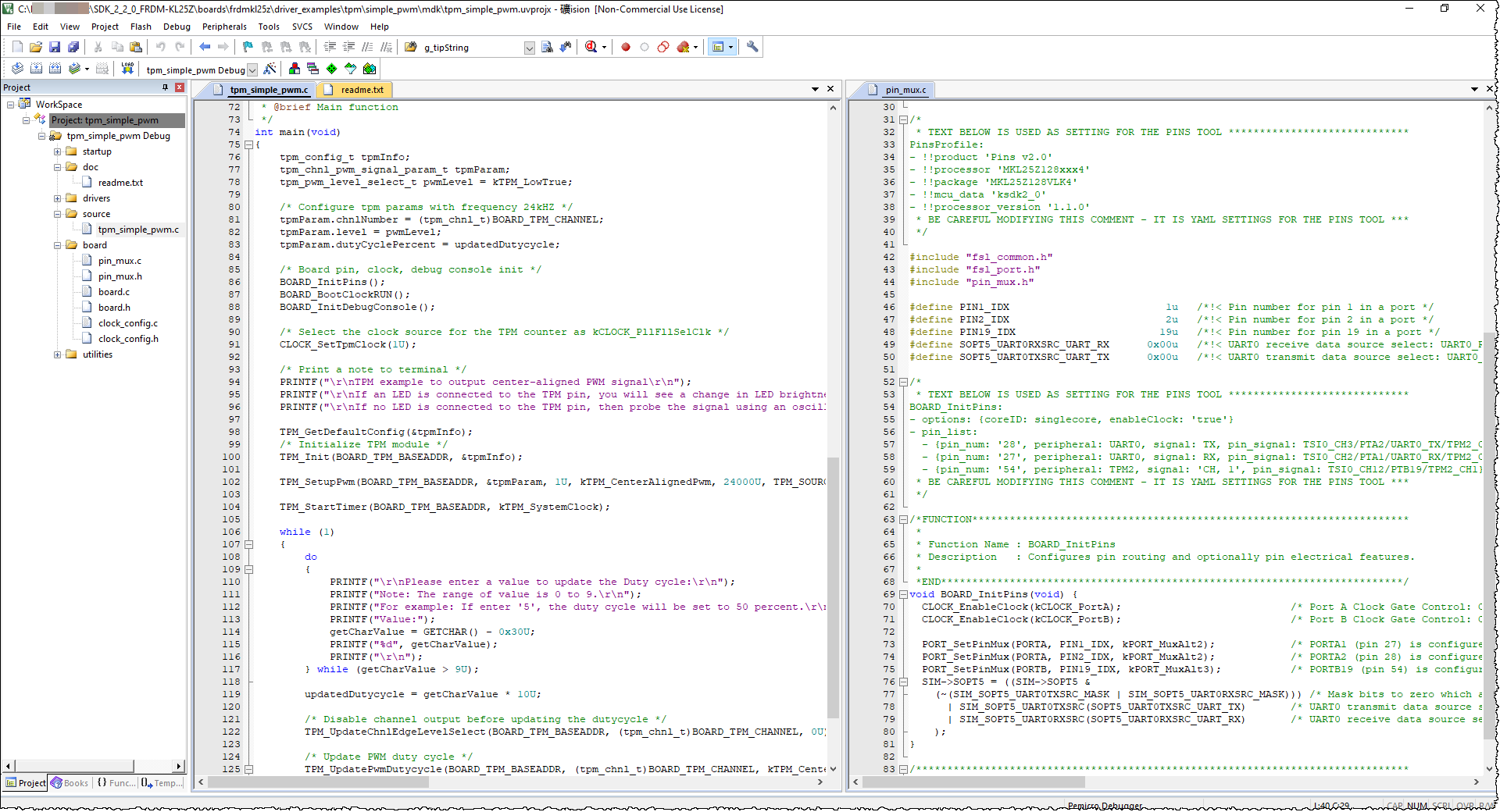 How to get the red led to work using pwm tpmo channel 0 on the kl25z ...