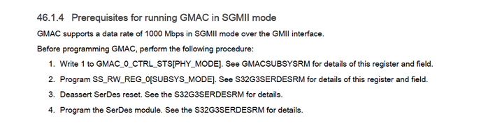 GMAC0 port configuration in SGMII mode in S32G274A - NXP Community
