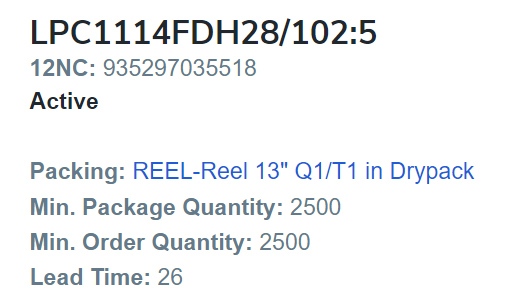 LPC1114FDH28/102:5 :5 Packing information - NXP Community