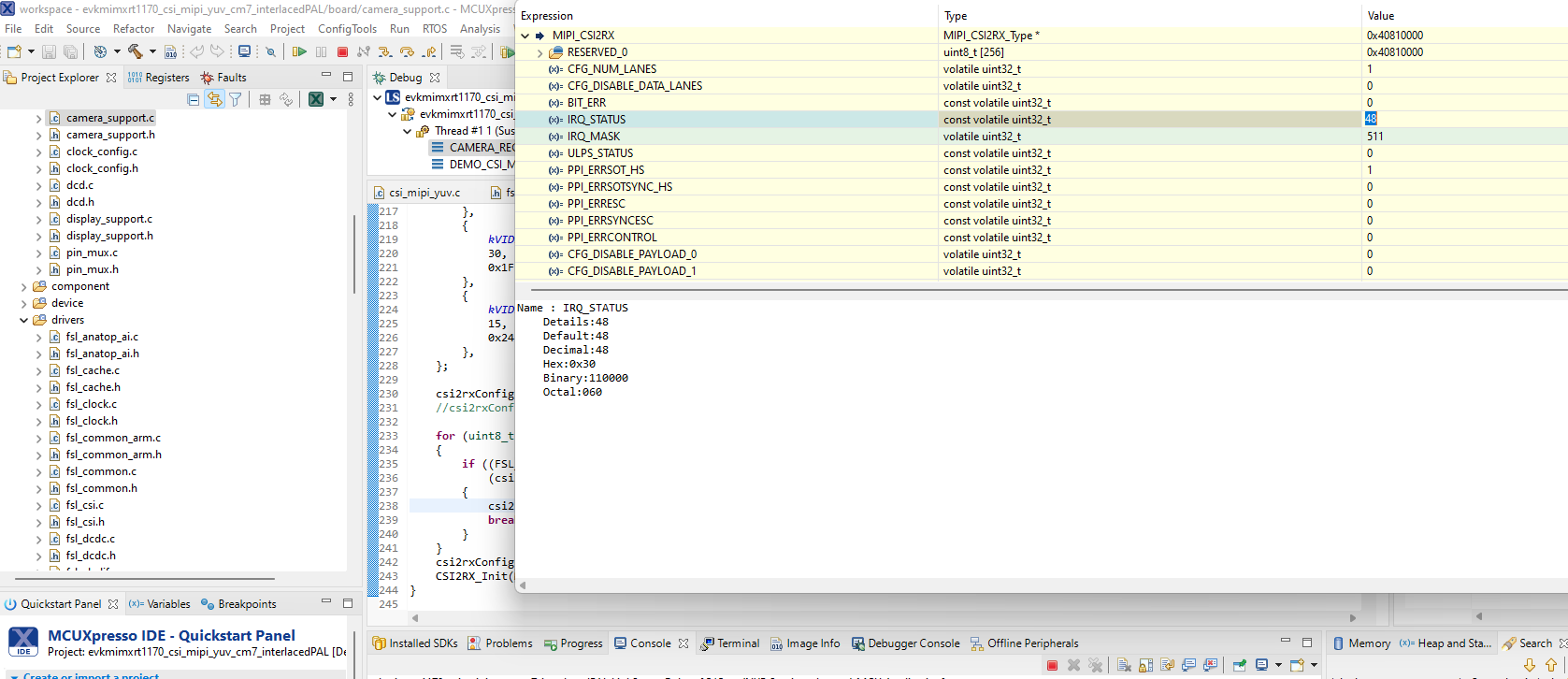 IMXRT1176 MIPI CSI2 Peripheral one-bit error and two bit error not set ...