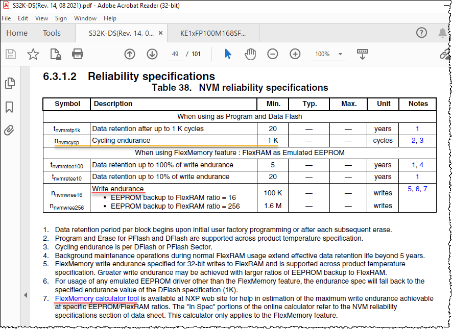 max number for writing in nvm at S32k118 - NXP Community