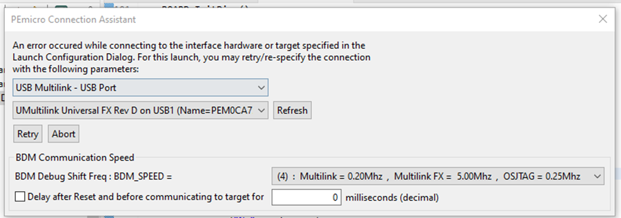 Multilink Universal FX cannot connect to target board - NXP Community