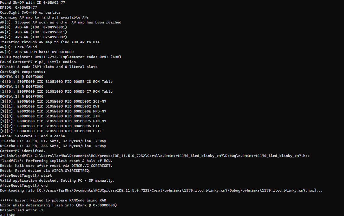 Program flash using Segger IMXRT1176 Coral Board - NXP Community