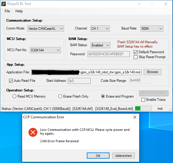 S32K148 Bootloader and RAppID BL Tool with Vector VN1640A - NXP Community