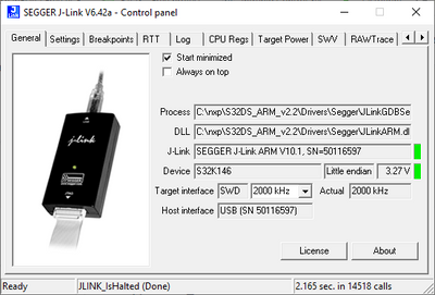 Solved: Unable to debug using ‘S32 Design Studio for Arm’ and Segger J-Link Classic Base - NXP ...