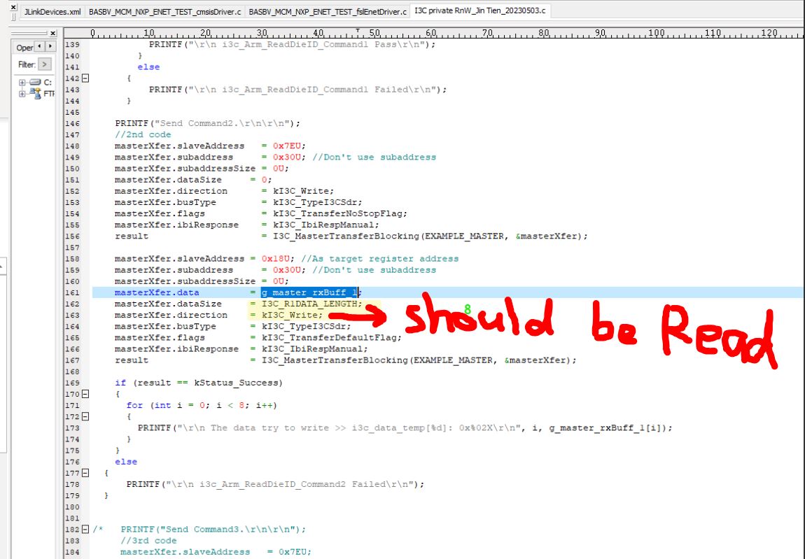 MIMXRT685-EVK_How to "Write" data when I3C command transfer direction is set as "Read"? - NXP ...