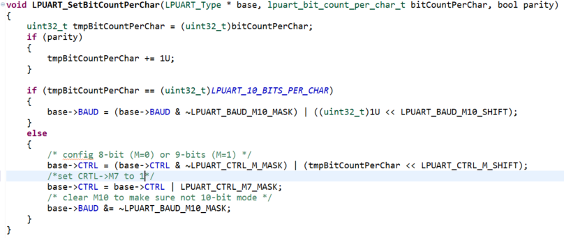 Solved: LPUART 7 bit Mode Modification - NXP Community