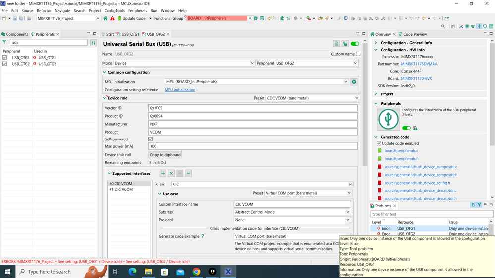 Solved: Simultaneous run two USB ports on IMXRT1176-EVK - NXP Community