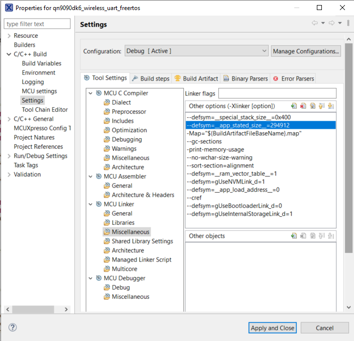 Solved: QN9090 Post Build Binary Size Error - NXP Community