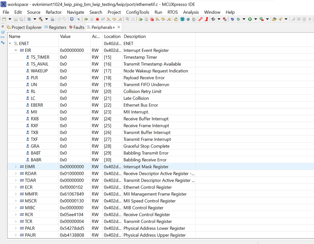 Solved: Re: Any possible ways to view PHY registers in MCUXpresso IDE ...