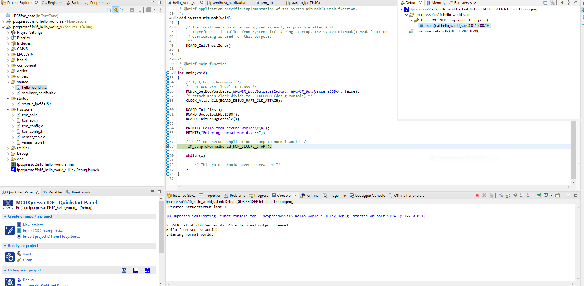 LPC55S16 Trustzone "hello_world_s" example not running - NXP Community