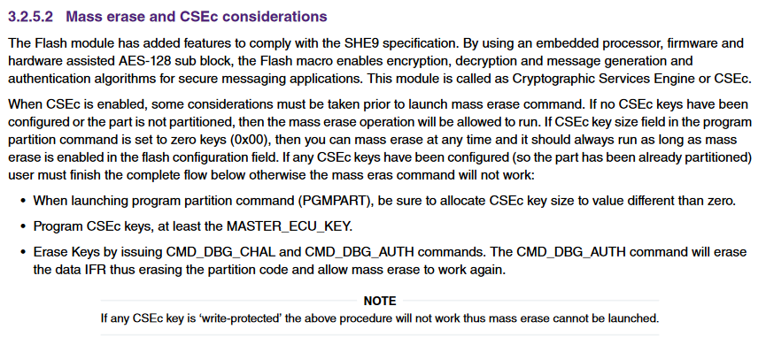 The cases where the MCU may be locked after the keys are loaded in CSEc - NXP Community