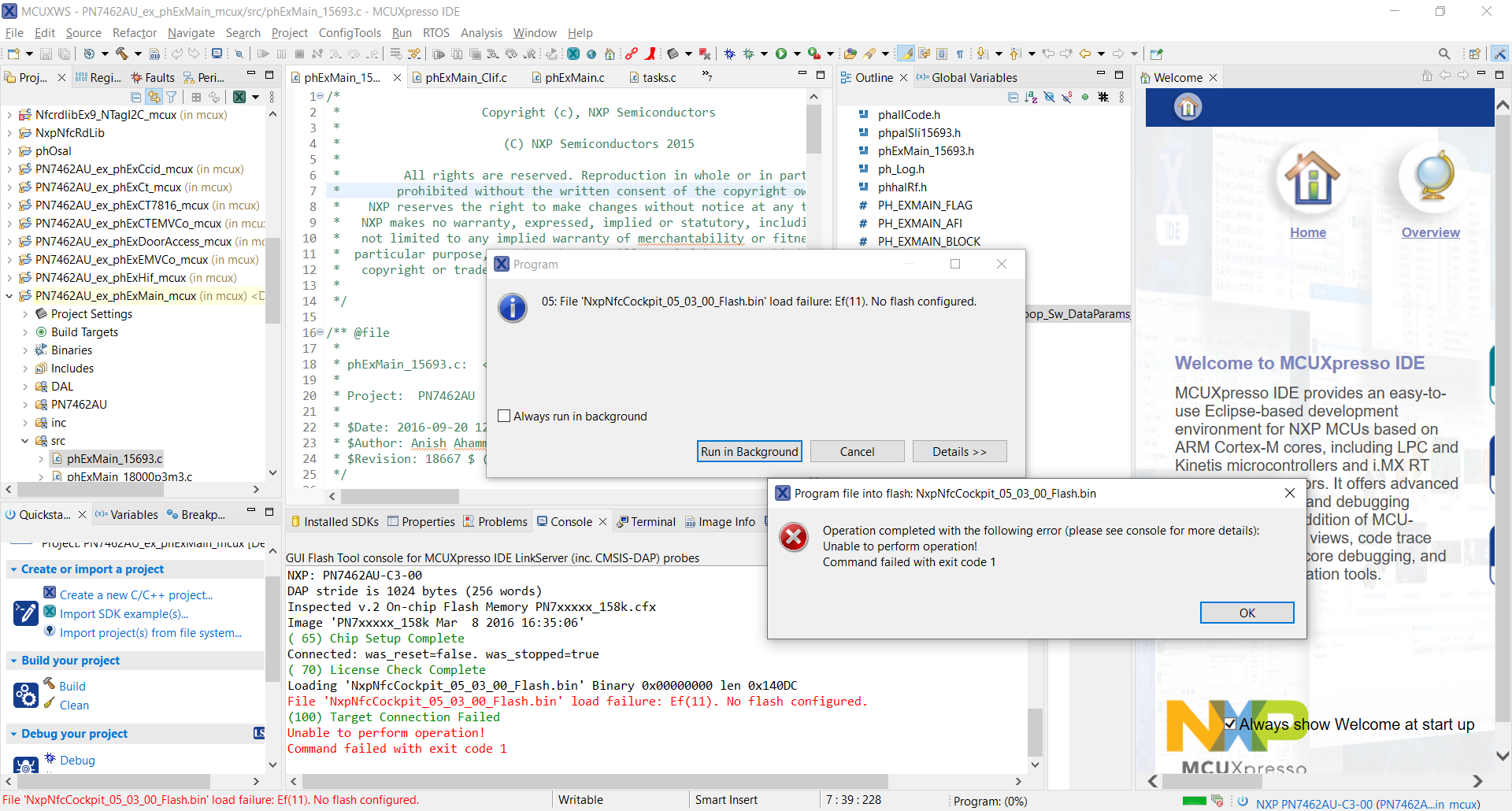 Programming PN7462AU with LPC-LINK2 Not Working - NXP Community