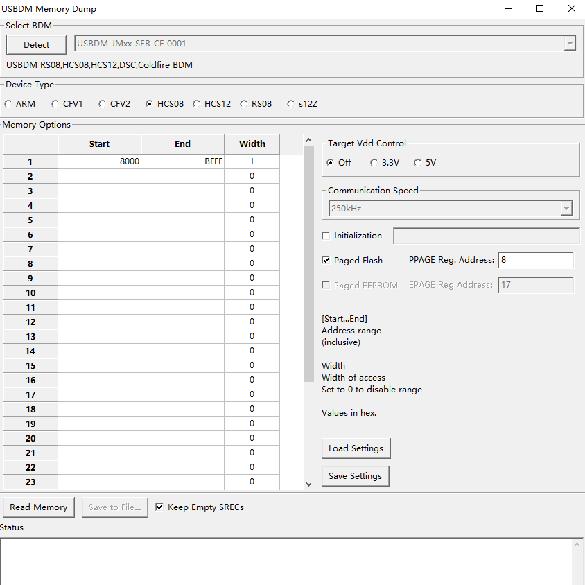 how to read out flash data of MC9S08JM60 by use USBDM and USBDM Memory ...