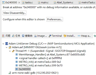 Solved: MemManage Handler occurred on platform RT1062 with FreeRTOS - NXP Community