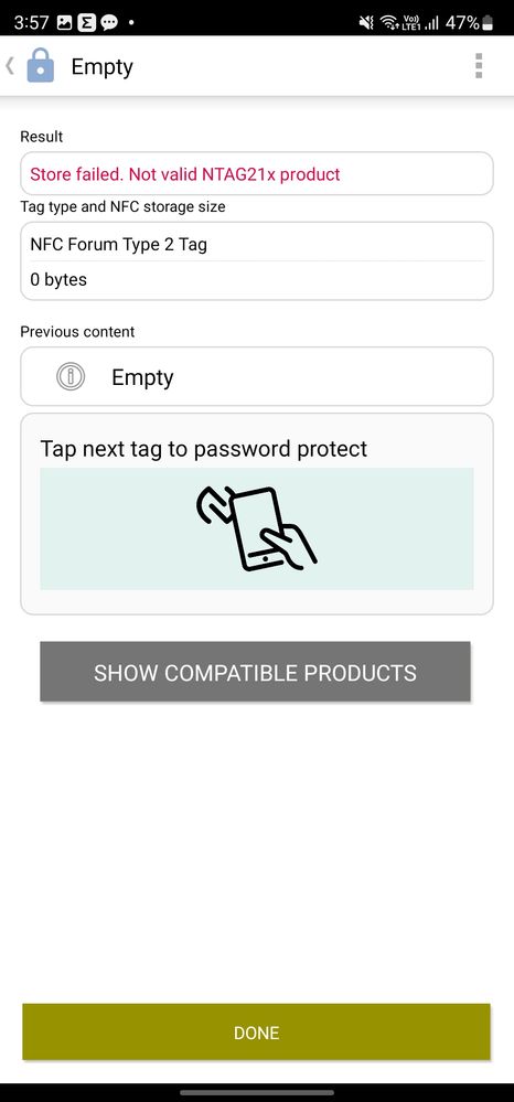 cannot password protect Ntag213 on NXP tagwriter - NXP Community