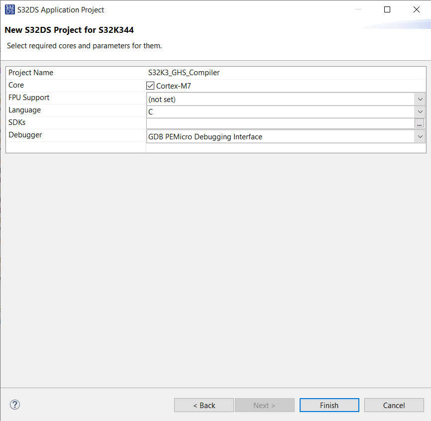Can I create a S32K3 project with GHS compiler toolchain (S32 DS) and debug by PE Micro - NXP ...