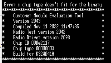 E: chip type dosen't fir for the binary (using Customer Module ...