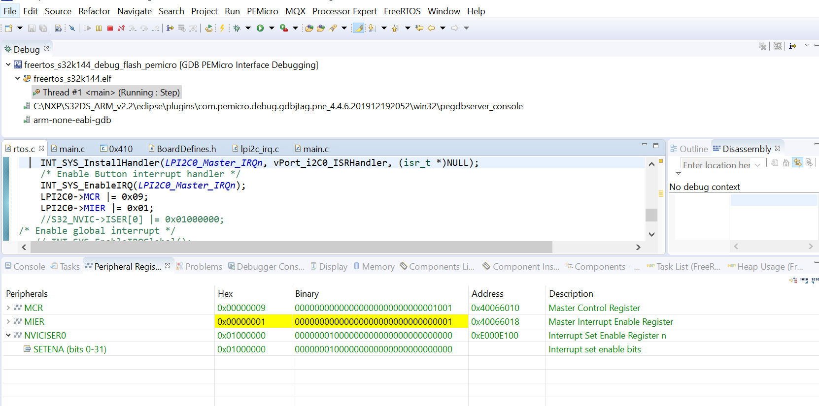s32k144 FreeRTOS + I2C - NXP Community