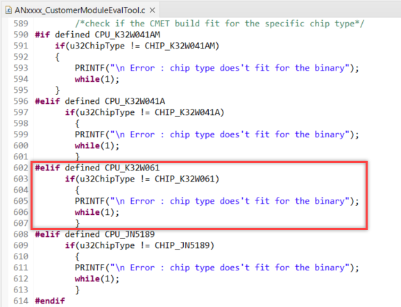 E: chip type dosen't fir for the binary (using Customer Module ...