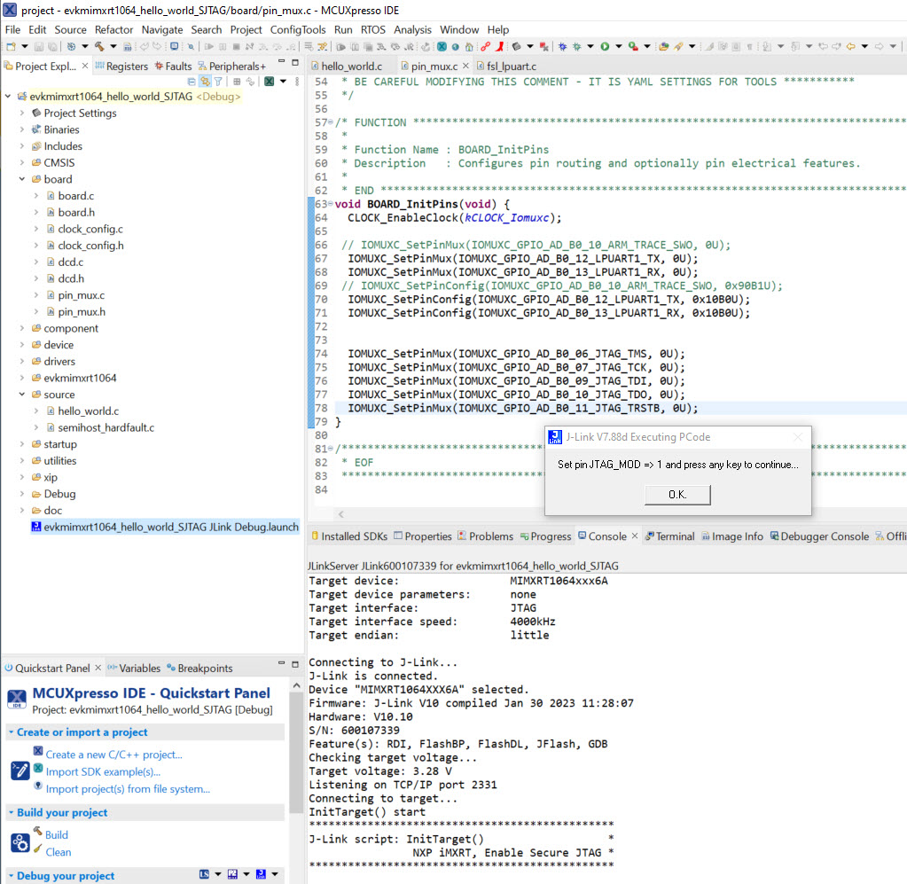 RT106X secure JTAG test and IDE debug - NXP Community