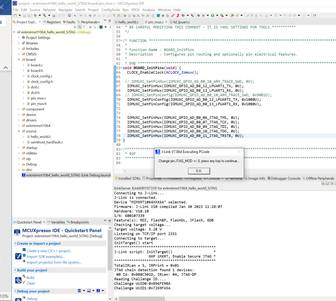 RT106X secure JTAG test and IDE debug - NXP Community