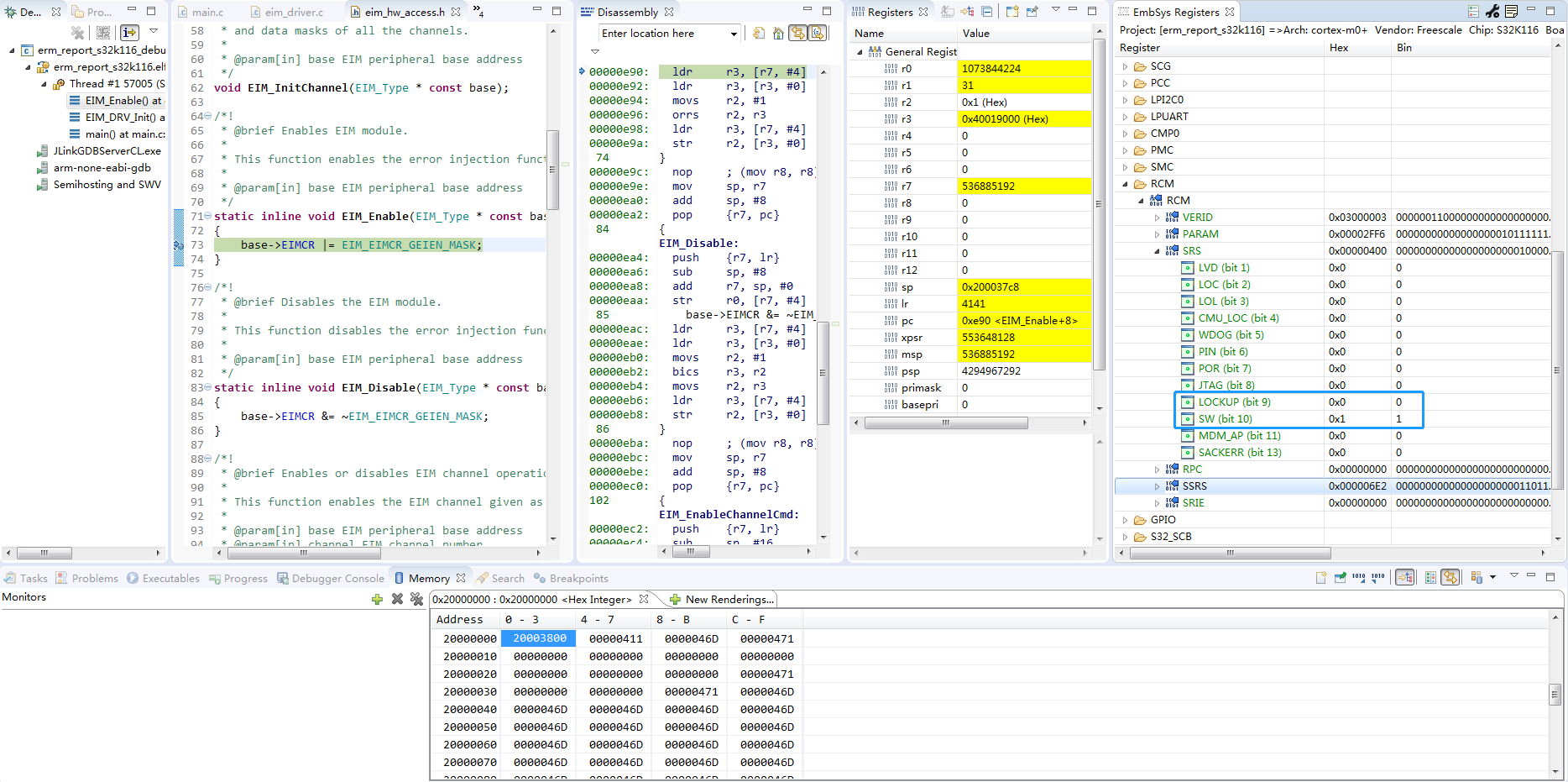 Solved: S32K116 EIM none-correctale error cleared SRAM cause program crash - NXP Community