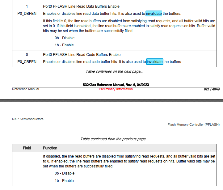 S32K3 flash: do some caches/buffers need to be invalidated after programming flash memory ...