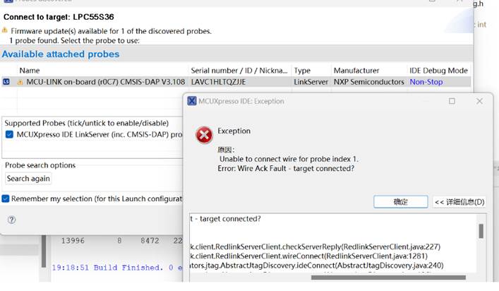 Solved: LPC5536-EVK unable to connect wire for probe index 1 - NXP Community