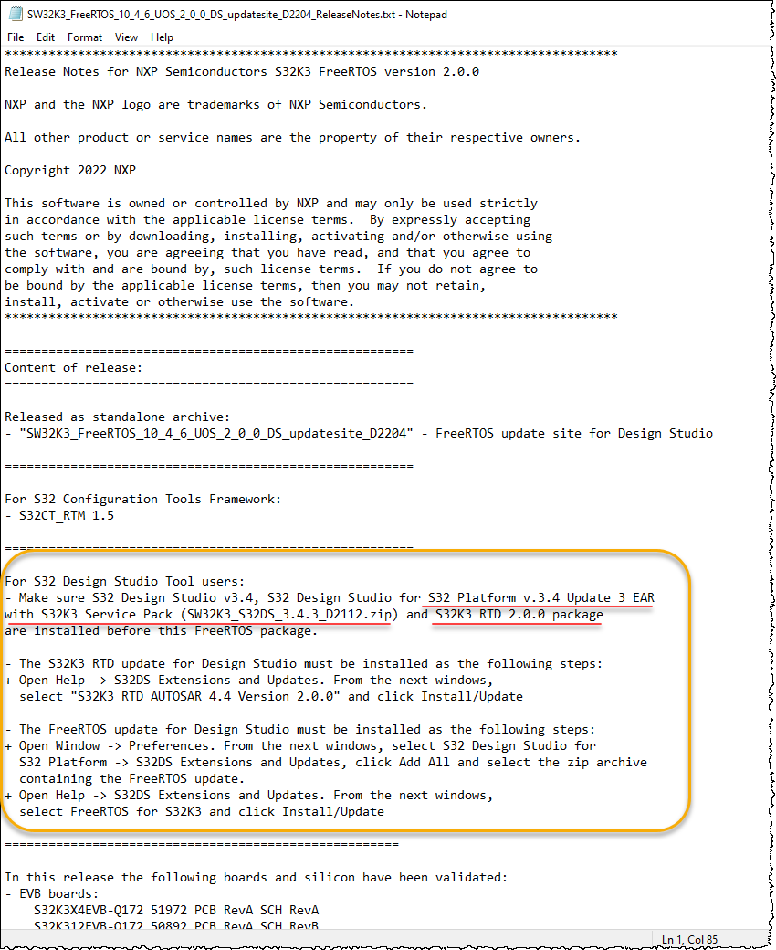 s32 design studio version 3.4 RTOS package installed time like that ...
