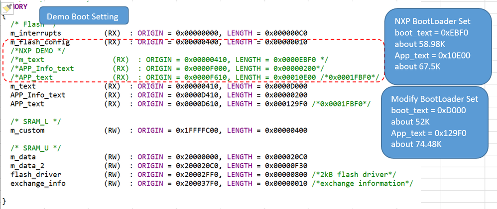 How to set the S32K116_17_flash.ld of S32K116 Bootloader and App ? - NXP Community