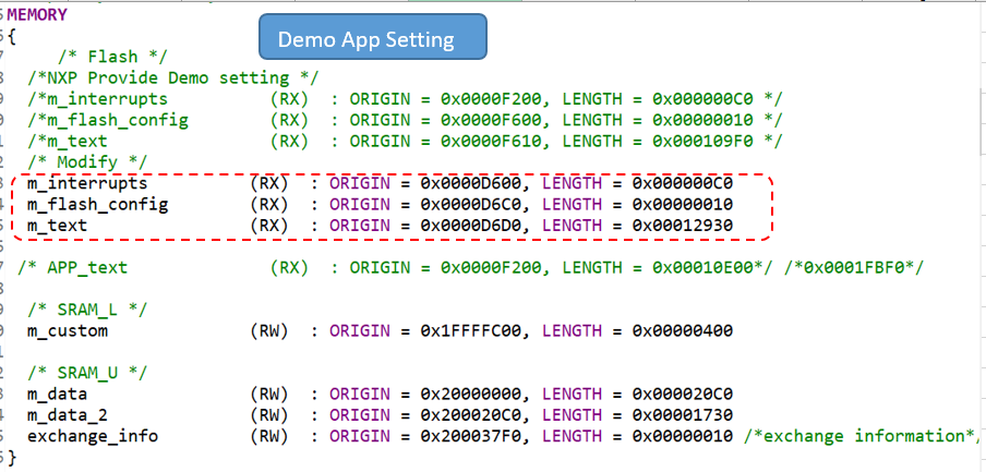 How to set the S32K116_17_flash.ld of S32K116 Bootloader and App ...