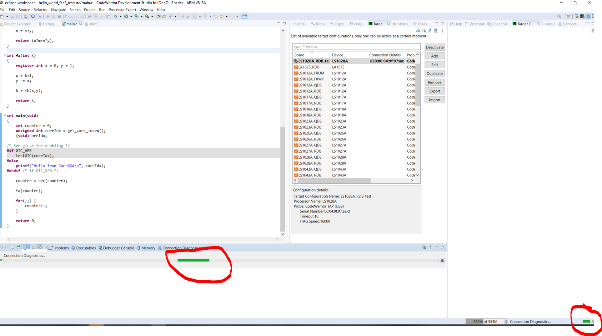 LS1028ARDB CodeWarrior TAP connects but will not return Connection ...