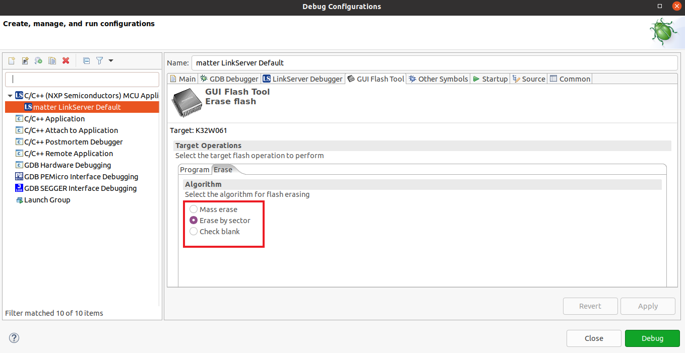 [K32W061] How to debug CHIP Lighting Example Application in MCUXpresso - NXP Community