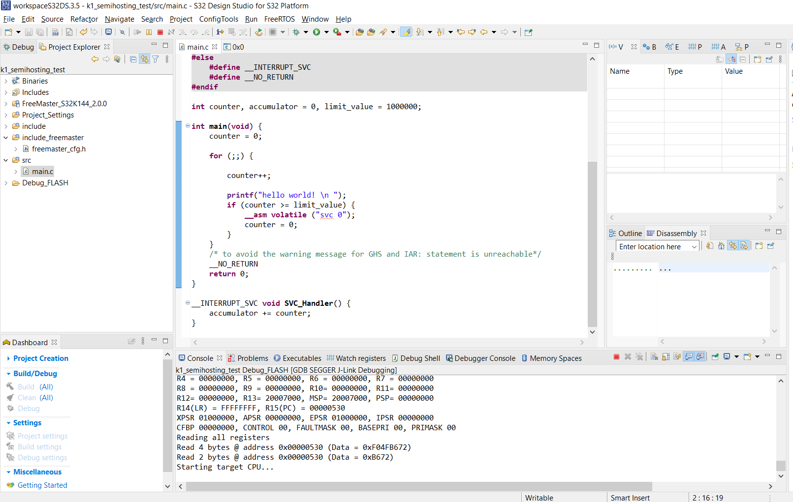Solved: how to use the printf function in S32DS.3.5 ? - NXP Community