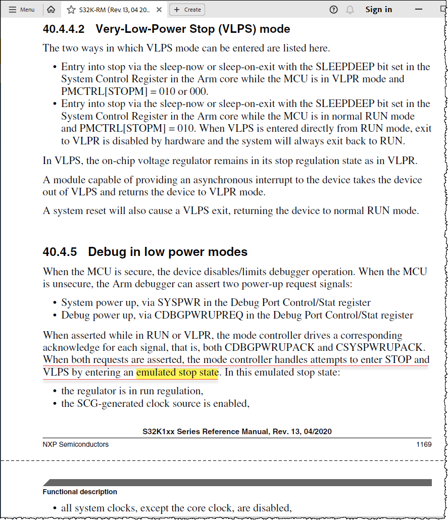 Solved: Cannot enter VLPS mode - NXP Community